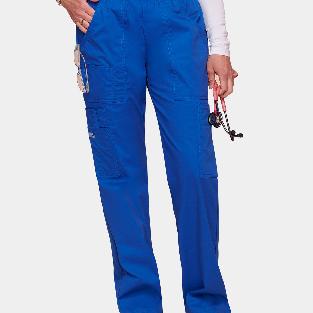 Cherokee Women's Core Stretch Mid Rise Pull-On Cargo Scrub Trousers ...