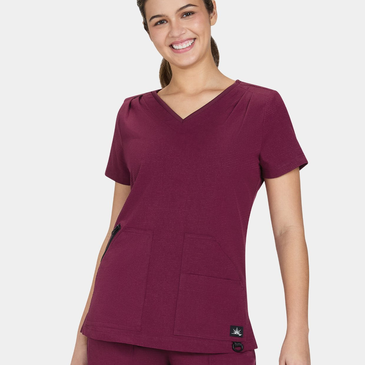 Koi Solis Sari Scrub Top - Wine – Happythreads UK